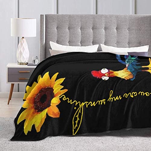 Blanket Chicken Flower You are My Sunshine Fleece Blanket Foldrable Throw Blanket Washable Couch Sofa Fuzzy Blanket Reversible Plush Blanket Beach Blanket for Home Office