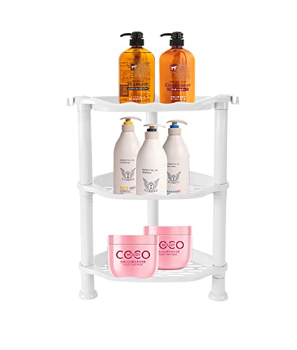 3 Tier Corner Shower Caddy, Rustproof, Plastic Shower Organizer for Bathroom, Bathtub, Shower pan, Bath Accessories Shower Caddies, 13.5 x 10 x 18 Inches, White (White 3 Tier Triangle)