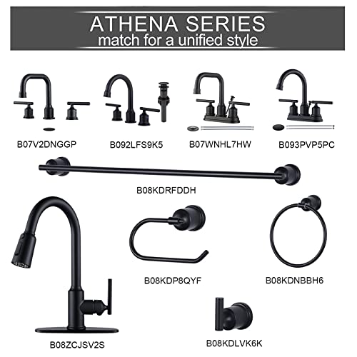 WOWOW Two Handles Widespread 8 inch Bathroom Faucet Black 3 Pieces Basin Faucets 360 Degree Swivel Spout Lavatory Sink Faucet