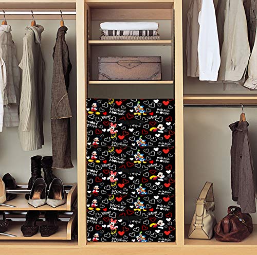 Heart Home Disney Mickey Print Non Woven Fabric 3-Replacement Drawer Storage And Cloth Organizer Unit for Closet (Black)-HHEART16028