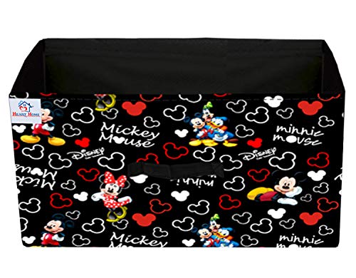 Heart Home Disney Mickey Print Non Woven Fabric 3-Replacement Drawer Storage And Cloth Organizer Unit for Closet (Black)-HHEART16028