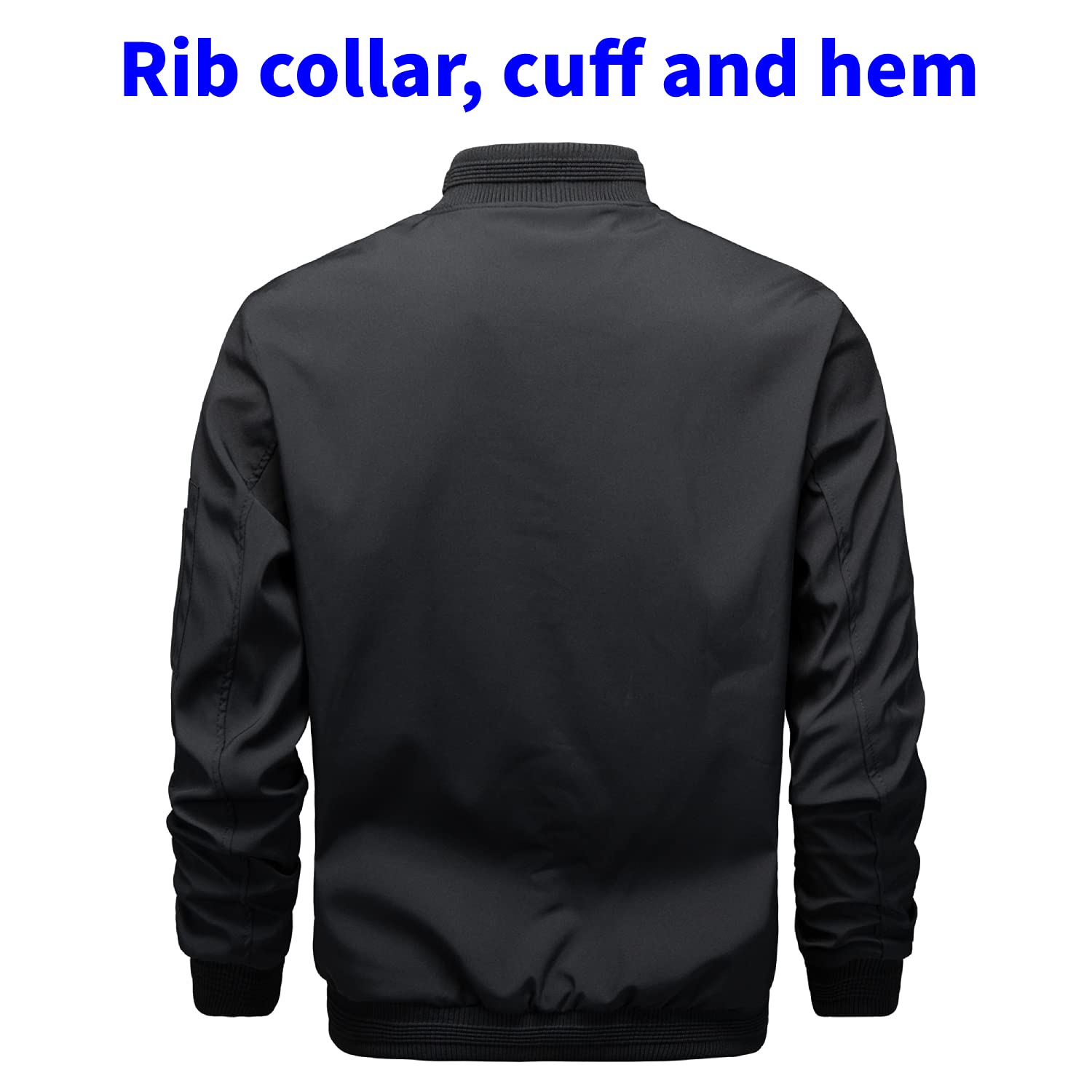 TLZC Men's Lightweight Bomber Jacket Windbreaker Slim Fit Active Coat Outerwear (Black, S)