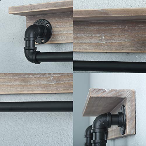 Womio Rustic Towel Racks with Towel Bar,20" Farmhouse Bathroom Shelves Wall Mounted,Industrial Pipe Home Decor Wall Shelf,Floating Shelves