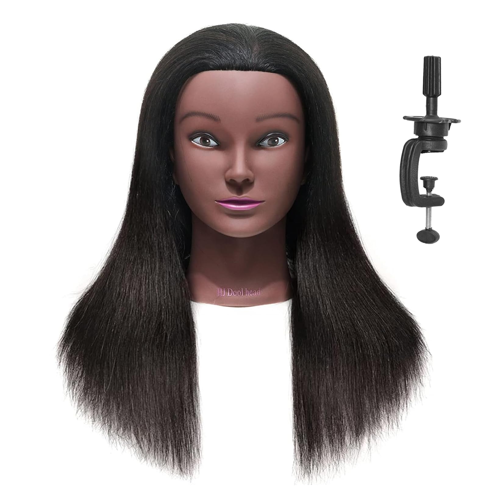 Mannequin Head 50% Human Hair Hairdresser Cosmetology Mannequin Manikin Training Head Hair and Free Clamp Holder (zhifa-2)