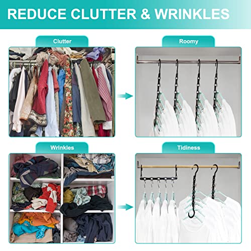 Hangers Space Saving, 20 Packs Magic Space Saving Clothes Hangers, Sturdy Plastic Clothes Hangers Organizer and Storage, Multifunctional Magic Hangers Closet Space Savers for Heavy Clothes Coats