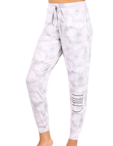 Rae Dunn Women's Sleepwear, CHILL Pajama Joggers for Women with Pockets, Pajama pants for women, Light Gray, X-Large