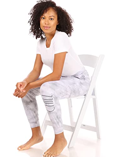 Rae Dunn Women's Sleepwear, CHILL Pajama Joggers for Women with Pockets, Pajama pants for women, Light Gray, X-Large