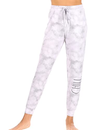Rae Dunn Women's Sleepwear, CHILL Pajama Joggers for Women with Pockets, Pajama pants for women, Light Gray, X-Large