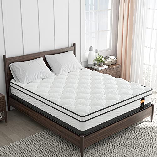 Maxzzz King Mattress in a Box 14 Inch Bamboo & Gel Infused Memory Foam Pocket Spring Hybrid Mattress - Medium Firm - Pressure Relief - Made in USA - CertiPUR-US Certified