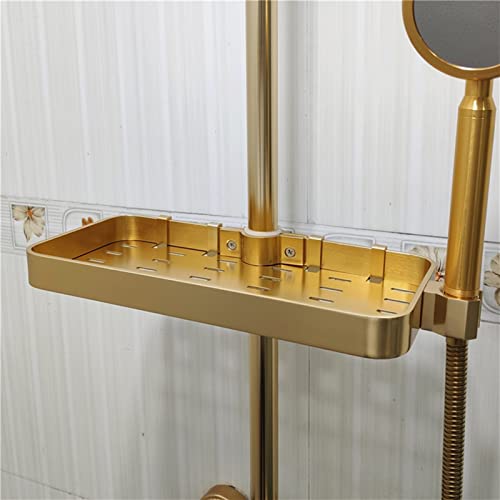 ZSFBIAO Bathroom Shampoo Storage Tray Lifting Rod No Drilling Rectangle Shower Shelf Kitchen Storage Rack Mess Shower Organizer Wall Floating Shelves (Color : A)