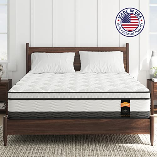 Maxzzz King Mattress in a Box 14 Inch Bamboo & Gel Infused Memory Foam Pocket Spring Hybrid Mattress - Medium Firm - Pressure Relief - Made in USA - CertiPUR-US Certified