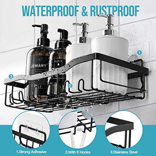 Gocvo Shower Caddy, 5 Pack Shower Shelves Bathroom Organizer No Drilling Adhesive Shower Wall Shelves Rustproof Stainless Steel Storage Shower Rack