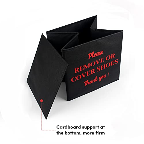 ORLANG Shoe Cover Box, Large Foldable Shoe Cover Holder for Realtors and Open House, Holds over 100 Disposable Shoe Covers, with Please Remove Or Cover Shoes Sign, Black(1 Pack)