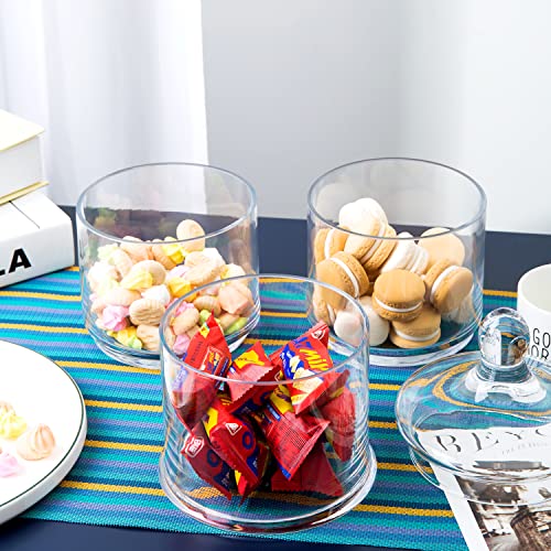 Diamond Star Clear 3 Tier 17 inch Stacking Apothecary Jars, Decorative Round Stackable Snack Storage Canister with Lid for Sweets, Animal Treats, Dry Foods, Fruit, Nuts, Coffee Bean and Building Blocks