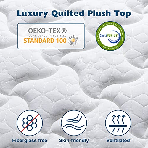 Maxzzz King Mattress in a Box 14 Inch Bamboo & Gel Infused Memory Foam Pocket Spring Hybrid Mattress - Medium Firm - Pressure Relief - Made in USA - CertiPUR-US Certified