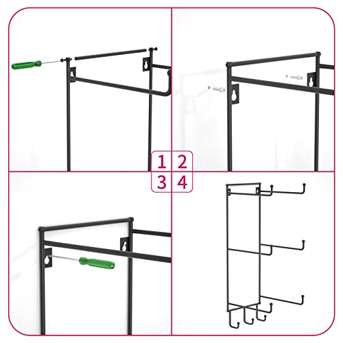 NPPLUS Largest Towel Rack for Bathroom, Towel Holder Wall Mounted with 3 Hooks for Hanging Towel Storage, Towel Organizer, Hand Towel Holder (Black)