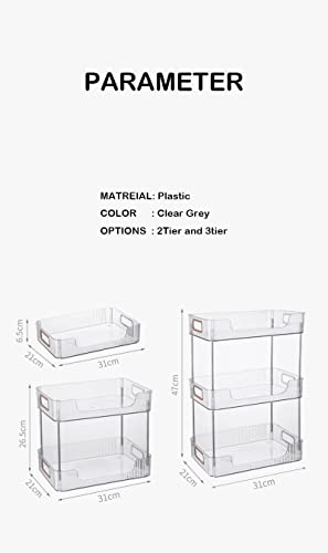 ICCGBHGO Bathroom Organizer Countertop, Bathroom Vanity Dresser Counter Shelf Storage, Clear Lotion Makeup Organizer Tray, Spice Under Sink Organizer Cabinet Rank for Bathroom Kitchen 2Tier