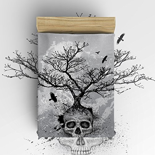 SIGOUYI Lightweight Fleece Blankets Reversible Throw Cozy Plush Microfiber All-Season Blanket for Bed/Couch - Throw 40x50 Inch, Skull Tree Grey