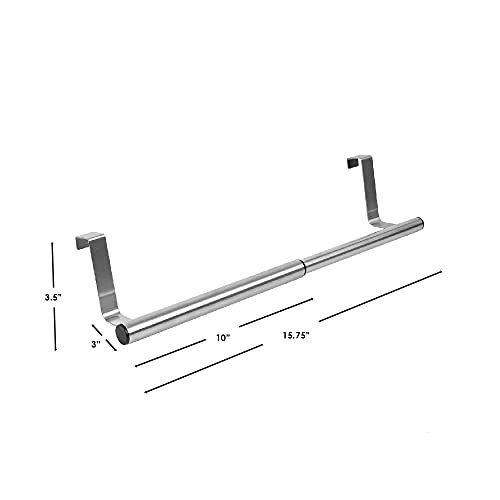Home Basics, Chrome Cabinet Door Quick Install Hanging Modern Expandable Steel, Storage and Display Rack for Hand, Dish, and Tea Towels