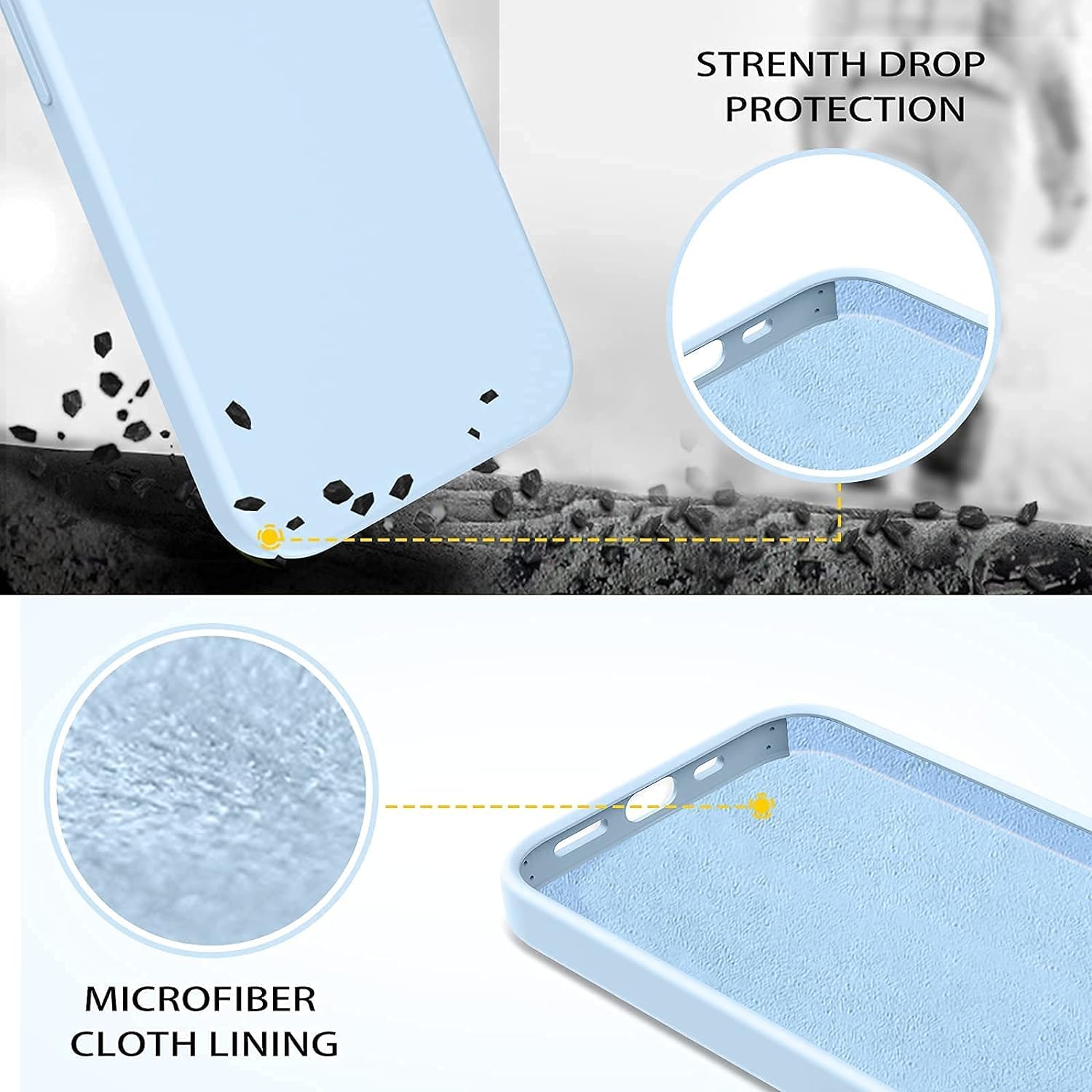Telaso Compatible with iPhone 13 Pro Max Case, Liquid Silicone Soft Gel Rubber iPhone 13 Pro Max Case Slim Case with Microfiber Lining Protective Phone Cases for 6.7 inch iPhone 13 Pro Max,Baby Blue