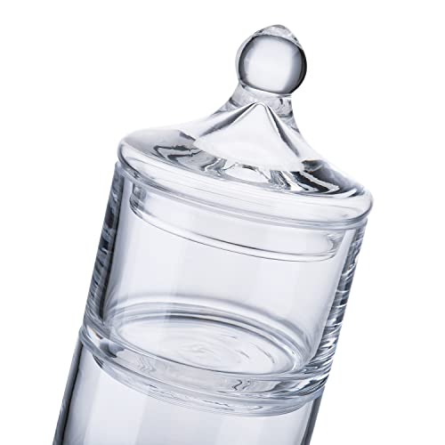 Diamond Star Clear 3 Tier 17 inch Stacking Apothecary Jars, Decorative Round Stackable Snack Storage Canister with Lid for Sweets, Animal Treats, Dry Foods, Fruit, Nuts, Coffee Bean and Building Blocks