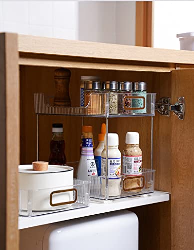 ICCGBHGO Bathroom Organizer Countertop, Bathroom Vanity Dresser Counter Shelf Storage, Clear Lotion Makeup Organizer Tray, Spice Under Sink Organizer Cabinet Rank for Bathroom Kitchen 2Tier