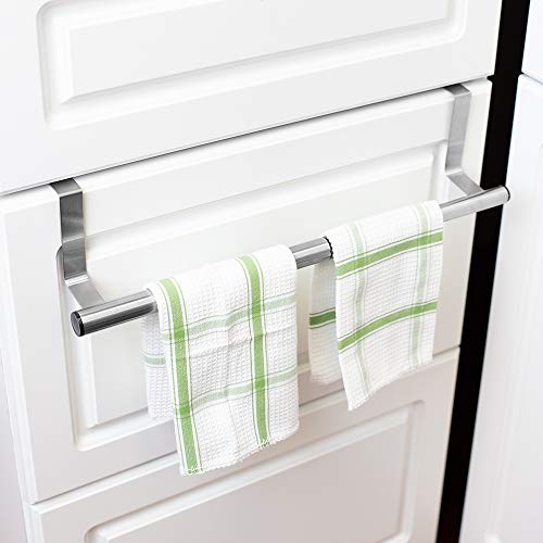 Home Basics, Chrome Cabinet Door Quick Install Hanging Modern Expandable Steel, Storage and Display Rack for Hand, Dish, and Tea Towels