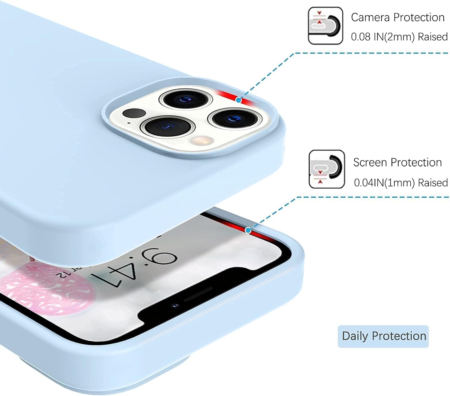 Telaso Compatible with iPhone 13 Pro Max Case, Liquid Silicone Soft Gel Rubber iPhone 13 Pro Max Case Slim Case with Microfiber Lining Protective Phone Cases for 6.7 inch iPhone 13 Pro Max,Baby Blue