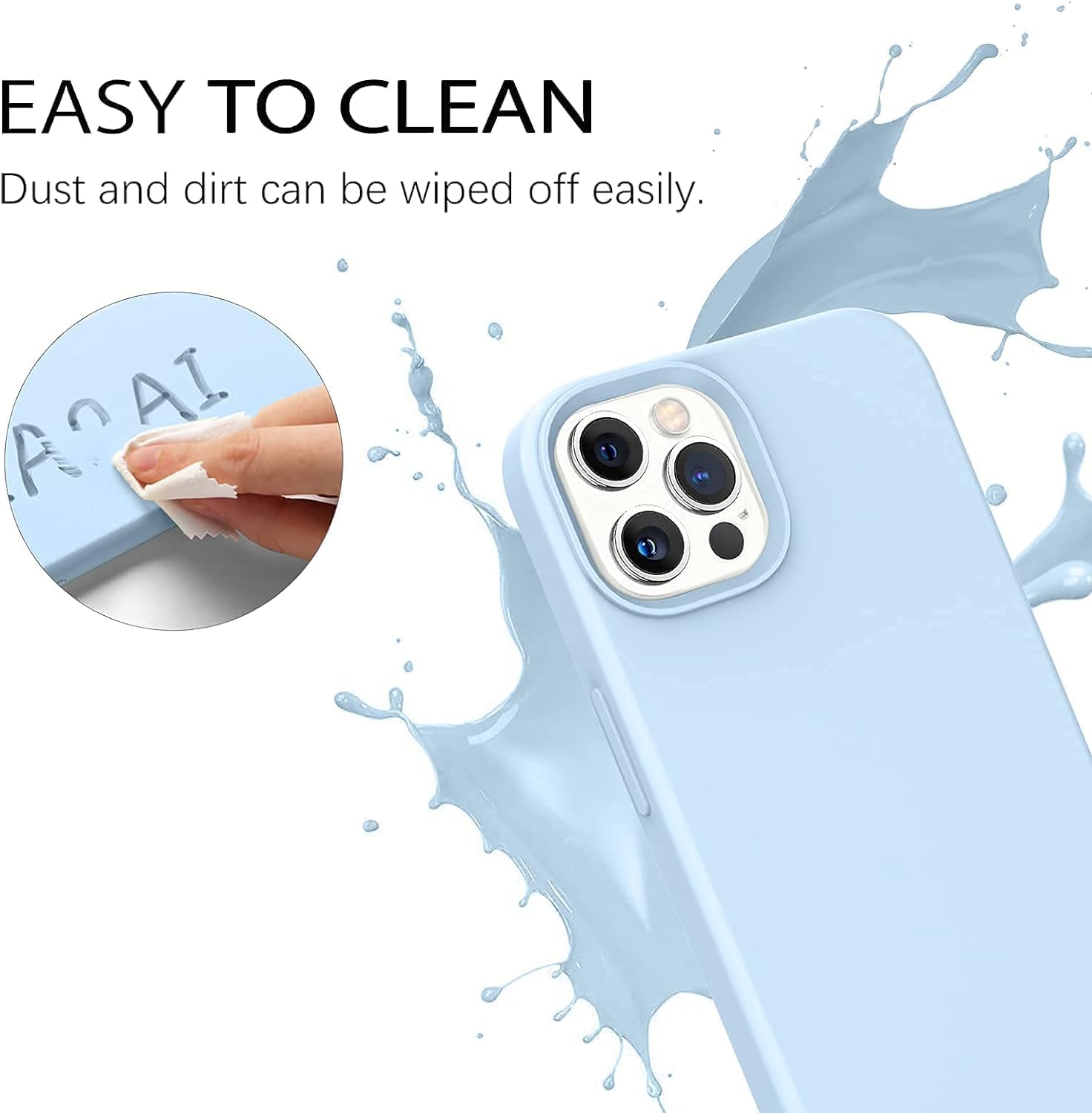 Telaso Compatible with iPhone 13 Pro Max Case, Liquid Silicone Soft Gel Rubber iPhone 13 Pro Max Case Slim Case with Microfiber Lining Protective Phone Cases for 6.7 inch iPhone 13 Pro Max,Baby Blue