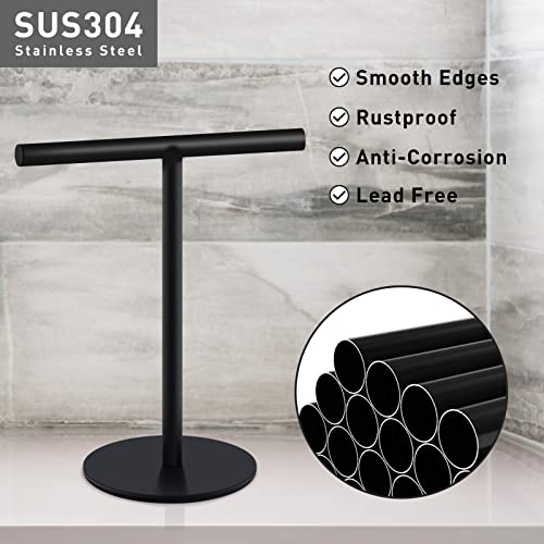 Mutclord T-Shape Hand Towel Holder - Free Standing Hand Towel Rack for Bathroom or Kitchen Countertops, with SUS304 Stainless Steel Matte Black Finish, Minimalist Style