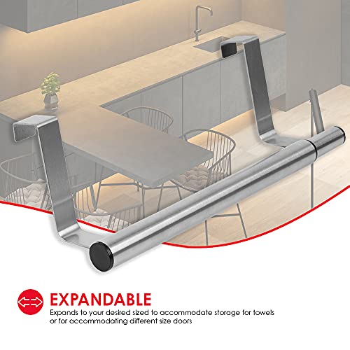 Home Basics, Chrome Cabinet Door Quick Install Hanging Modern Expandable Steel, Storage and Display Rack for Hand, Dish, and Tea Towels