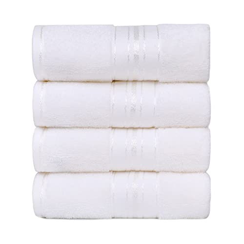 Italesse 4-Pack Hand Towels (13 x 29 inches) - 100% Cotton Hand Towels, Highly Absorbent, Odor-Free, Soft Towels for Bathrooms, Hotels, Kitchens and Spas (White)