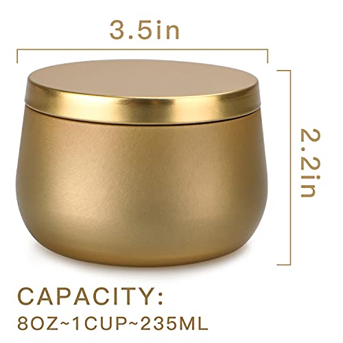 Candle Tin Cans 24 Pieces,Candle Containers Candle Jars with Lids, 8 oz, for Candles Making, Arts & Crafts, Storage, and Gifts, Golden