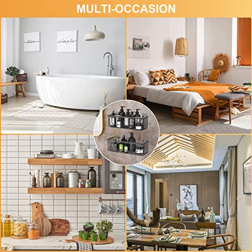 Scnvo Shower Caddy Organizer Storage Rack, Adhesive Rustproof Shower Basket Wall Mount Bathroom Inside Shower Wall Shelf for Bathroom Kitchen