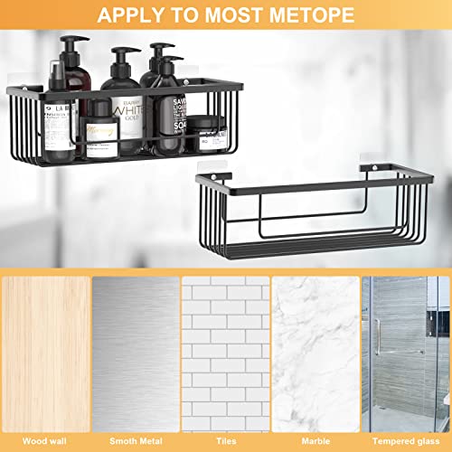 Scnvo Shower Caddy Organizer Storage Rack, Adhesive Rustproof Shower Basket Wall Mount Bathroom Inside Shower Wall Shelf for Bathroom Kitchen