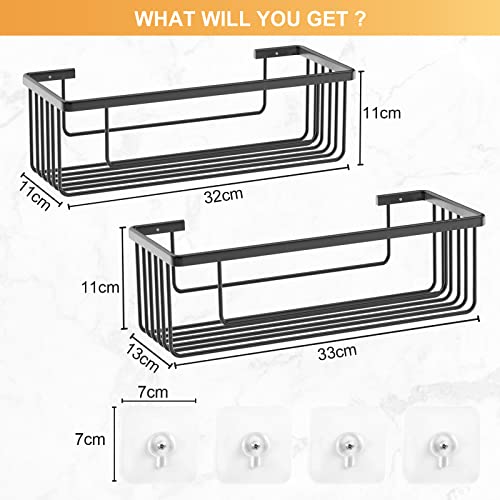 Scnvo Shower Caddy Organizer Storage Rack, Adhesive Rustproof Shower Basket Wall Mount Bathroom Inside Shower Wall Shelf for Bathroom Kitchen