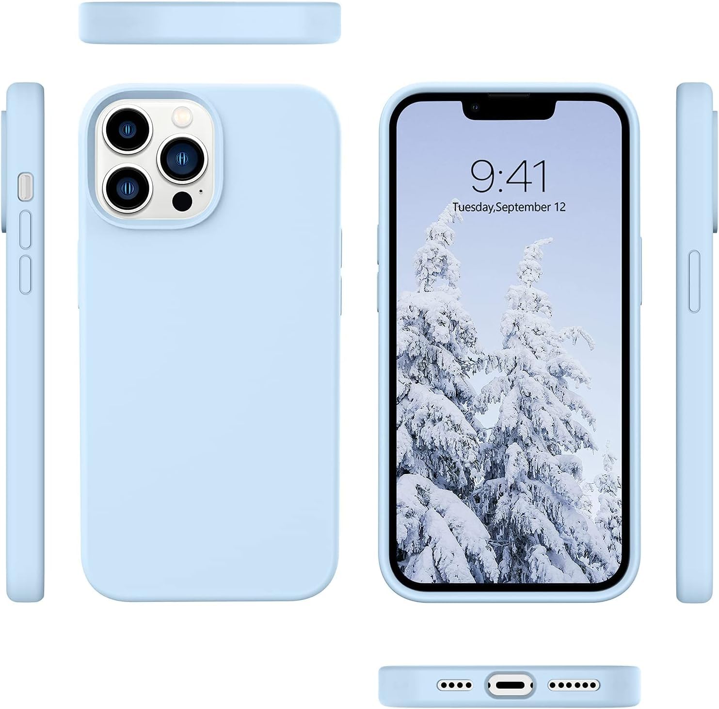 Telaso Compatible with iPhone 13 Pro Max Case, Liquid Silicone Soft Gel Rubber iPhone 13 Pro Max Case Slim Case with Microfiber Lining Protective Phone Cases for 6.7 inch iPhone 13 Pro Max,Baby Blue