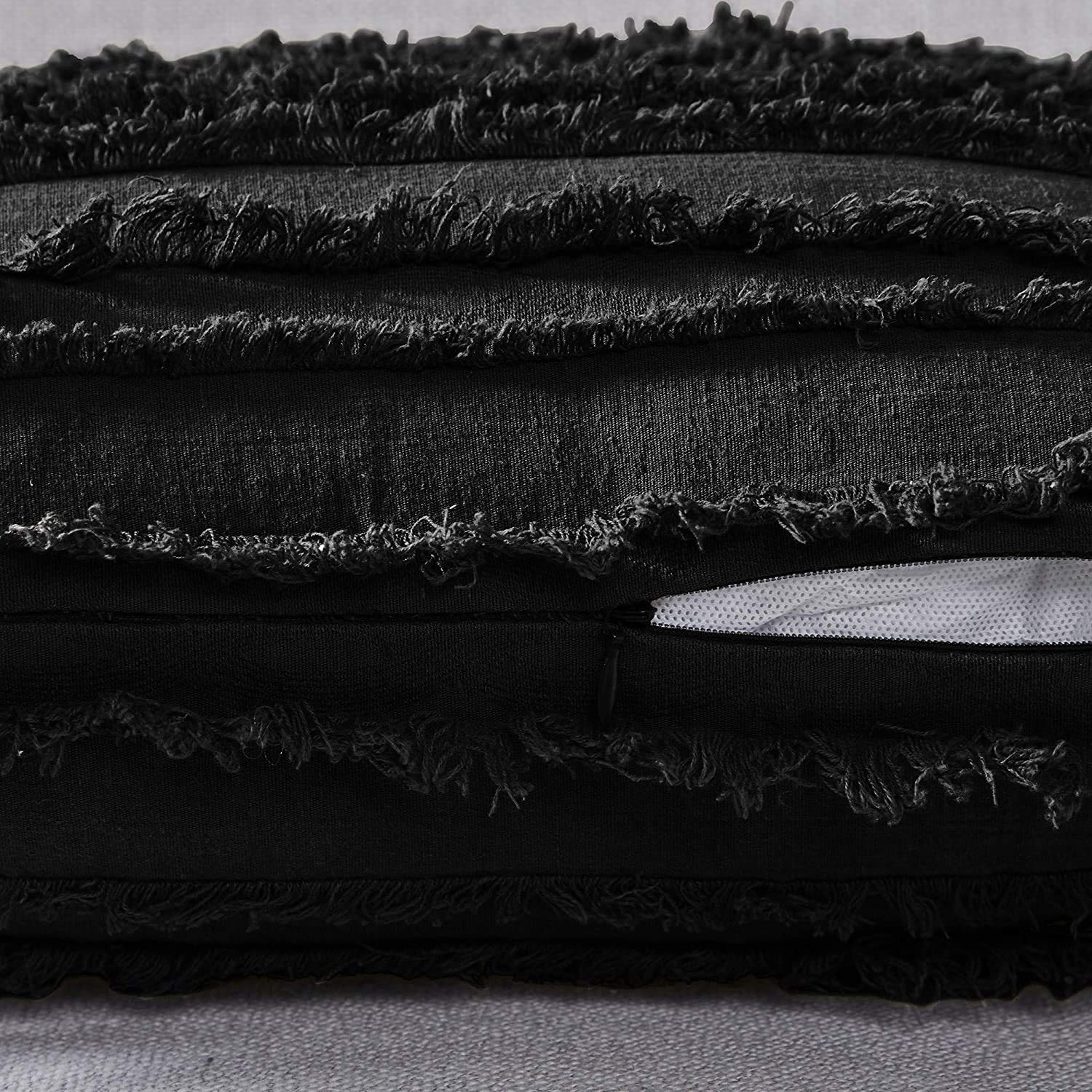Longhui bedding Black Throw Pillow Covers for Couch Sofa Bed, Cotton Linen Decorative Pillows Cushion Covers, 12 x 20 inches, Set of 2