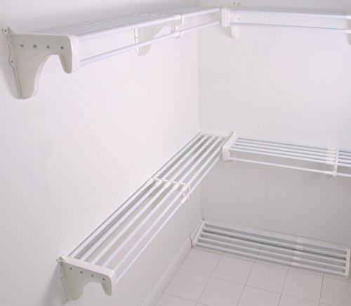 EZ Shelf EZS-K-SCRW72-5-4 Walk-in Closet Kit Hanging and Shelf Space, White