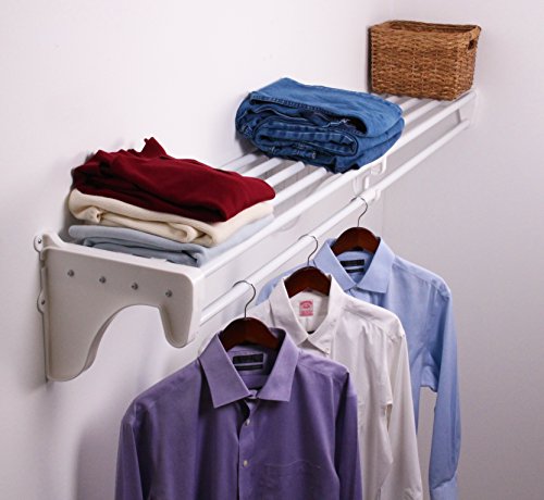 EZ Shelf EZS-K-SCRW72-5-4 Walk-in Closet Kit Hanging and Shelf Space, White