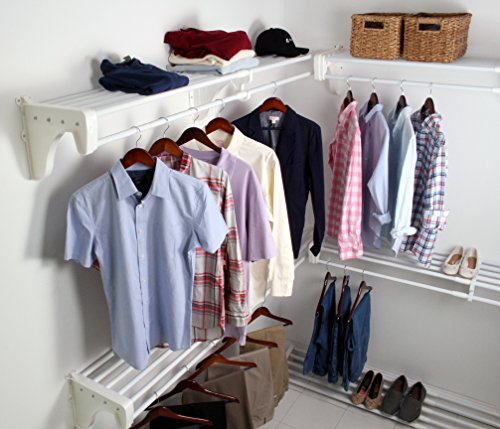 EZ Shelf EZS-K-SCRW72-5-4 Walk-in Closet Kit Hanging and Shelf Space, White