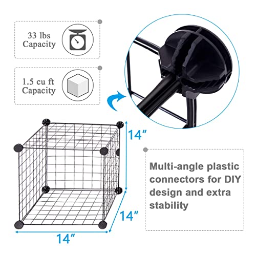 HAPPYGRILL 12-Cube Metal Wire Storage Cubes, Free Standing Modular Shelving Grids, Customizable Metal Rack Bookcase DIY Storage Organizer (42" x 14" x 56"(L x W x H))