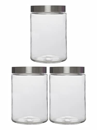 Goodhomes Glass Food Storage Big Jars Container Set of 3 Pieces 1200ml