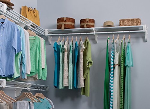 EZ Shelf EZS-K-SCRW72-5-4 Walk-in Closet Kit Hanging and Shelf Space, White