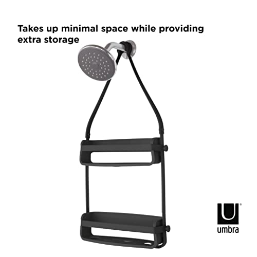 Umbra Flex Hanging Shower Caddy, Bathtub Shelf and Bathroom Organizer, Black
