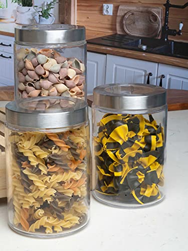 Goodhomes Glass Food Storage Big Jars Container Set of 3 Pieces 1200ml