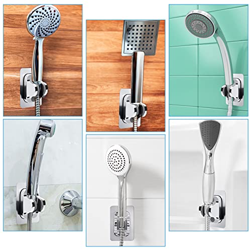 Thinp Strong Adhesive Shower Holder, Handheld Shower Head Holder No Drilling Wall Mounted Shower Bracket Shower Hose Holder for Handheld Shower Head