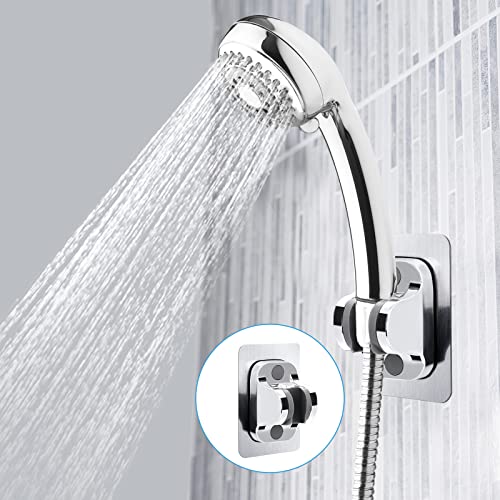 Thinp Strong Adhesive Shower Holder, Handheld Shower Head Holder No Drilling Wall Mounted Shower Bracket Shower Hose Holder for Handheld Shower Head