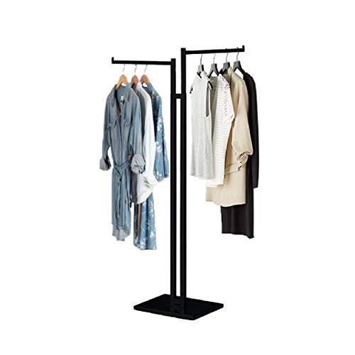 Durable Modern Design 2 Way Garment Rack â Heavy Duty Rectangular Tube Clothing Rack, Adjustable Display Fixture with Chrome Finish. Clothing and Garment Racks (Matte Black)