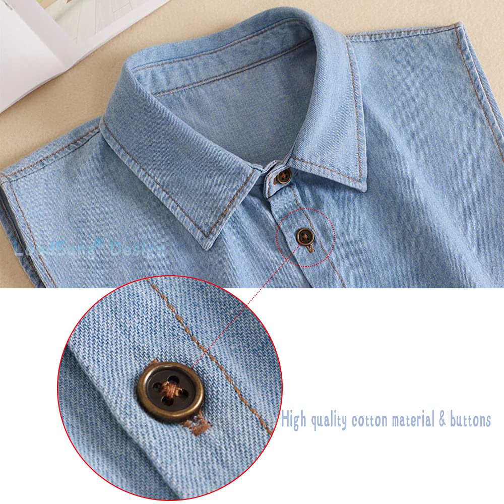 LoudSung False Collar Detachable Blouse Fake Collar Half Shirts Denim Collar Designed Faux Collars Top Elegant for Women